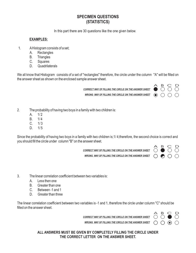 Entry test specimen 2012 | Entrytest Prep. and Admission Help
