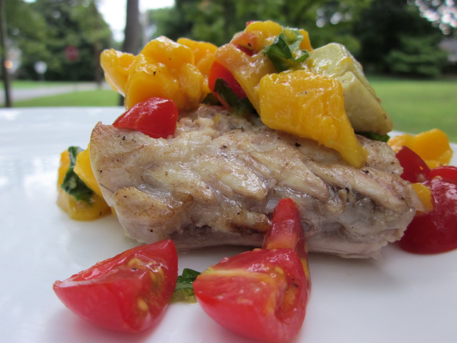 4 the love of feasting: Grilled Cobia with Mango Avocado Salsa