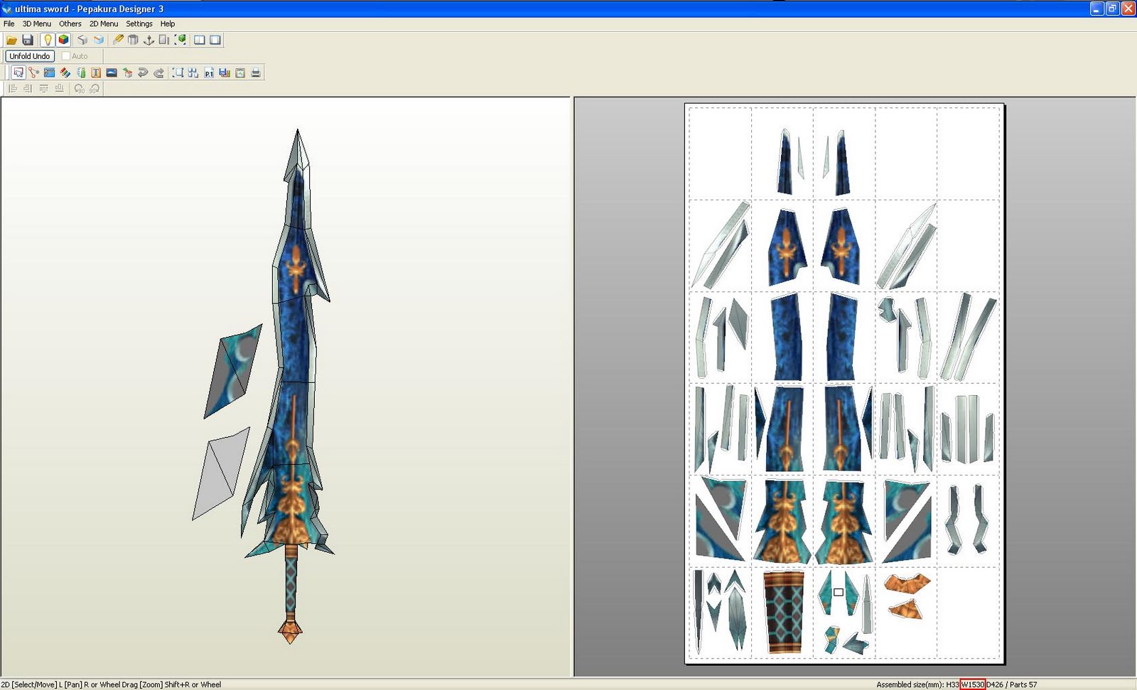 Papercraft - Final Fantasy Ultima SwordCaladbolg - Papercraft4u | Free ...