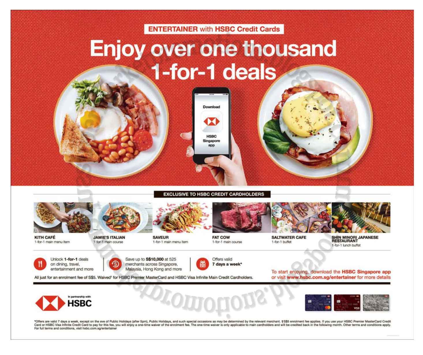 HSBC 1 for 1 Dining Deals 29 March 2018 ~ Supermarket Promotions