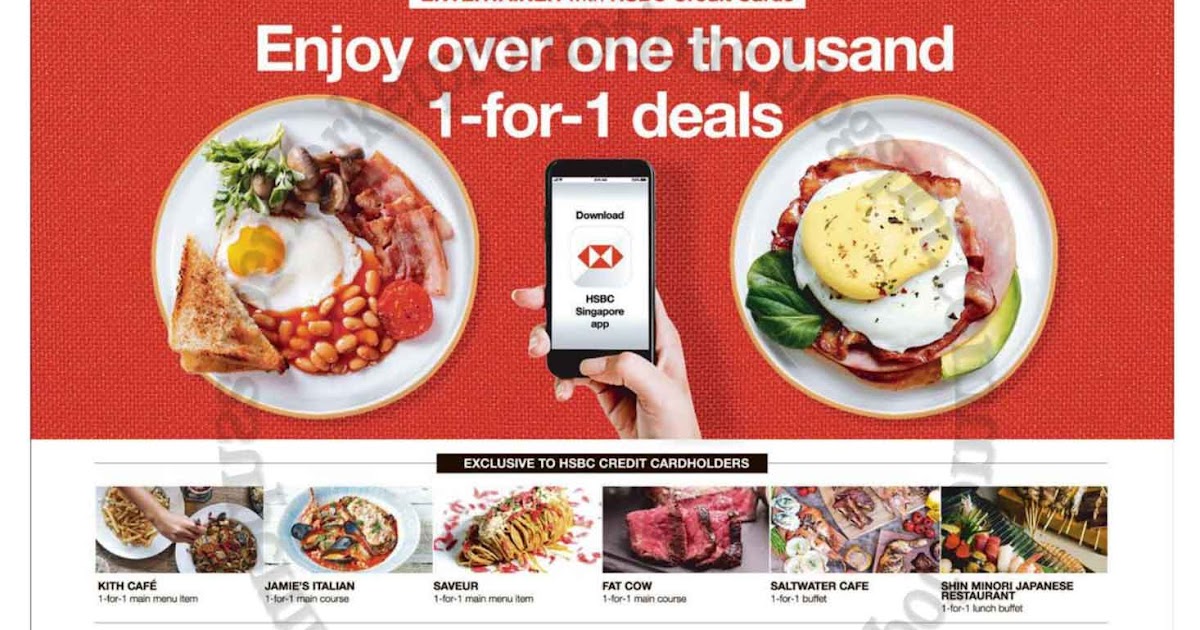HSBC 1 for 1 Dining Deals 29 March 2018 ~ Supermarket Promotions