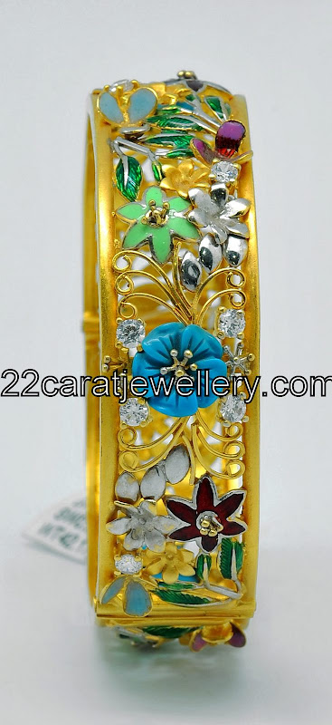 Designer Gold Broad Bangle - Jewellery Designs
