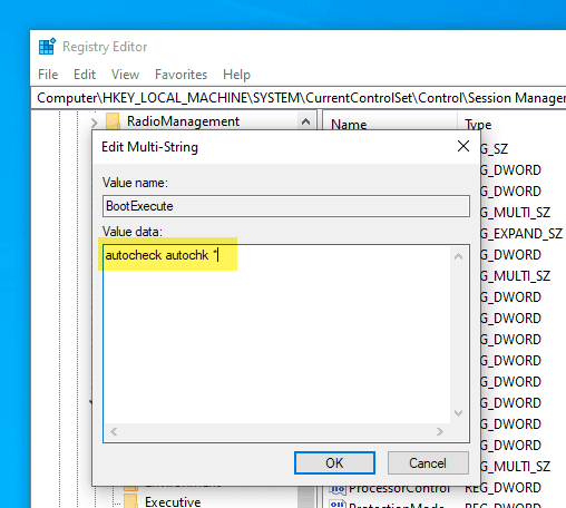 Windows 10' da Zamanlanmış CHKDSK nasıl iptal edilir