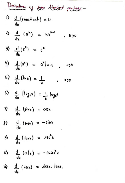 STANDARD DERIVATIVES AND THEOREMS
