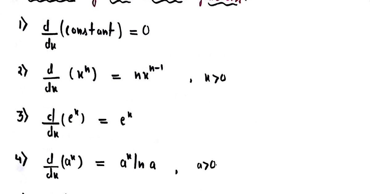STANDARD DERIVATIVES AND THEOREMS