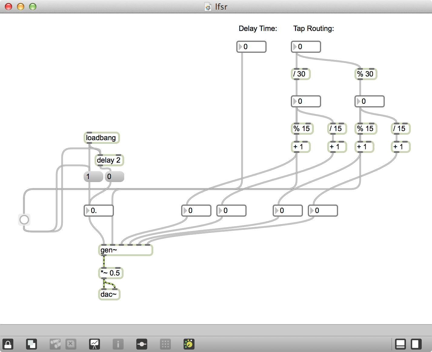 little-scale: 30 Stage Dual Selectable Tap Software LFSR