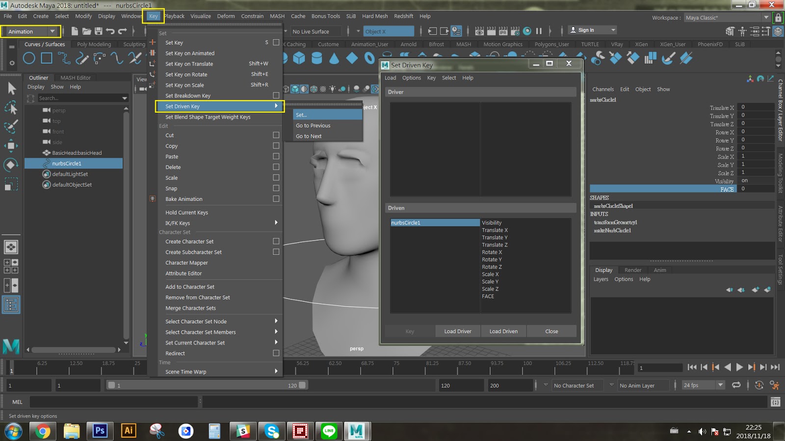 MAYA Blend Shape + Driven Key