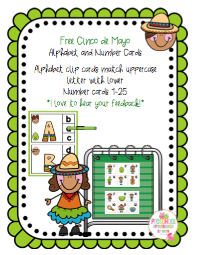 Free Cinco de Mayo Alphabet Clip Cards and Number Cards ~ Preschool ...