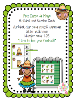 Free Cinco de Mayo Alphabet Clip Cards and Number Cards ~ Preschool ...