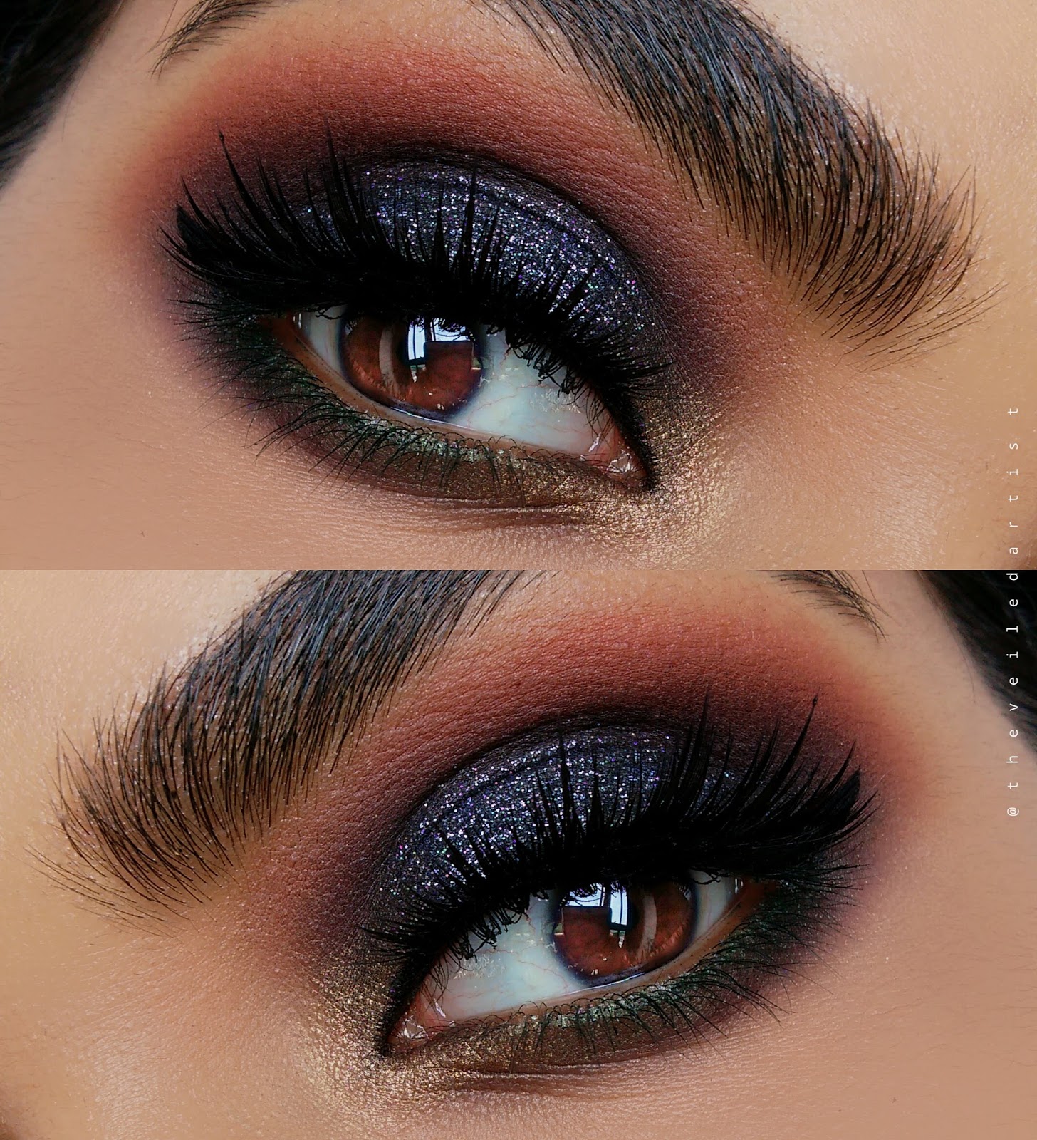 New Year's Eve Makeup Look(Black and Gold Glitter Smokey Eyes) & A ...