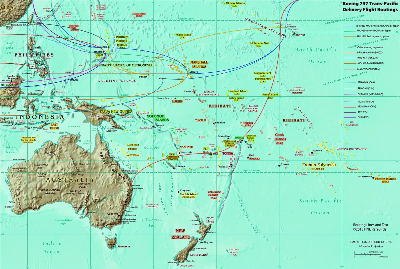 HNL RareBirds™: 737 Delivery Flight Map