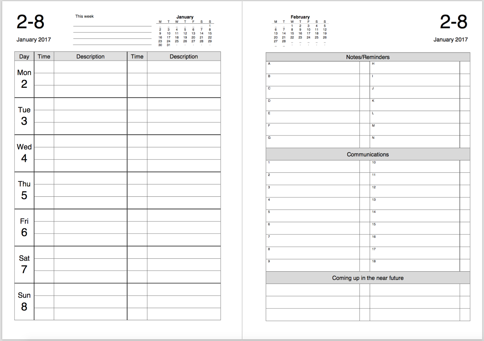 Philofaxy: A6 Enhanced Time Management Week View Version 2