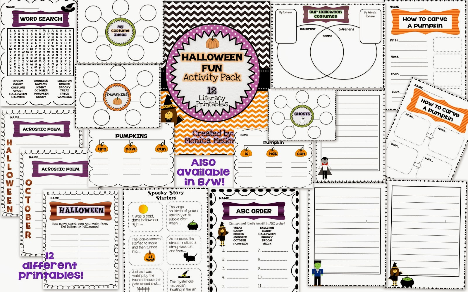 Mrs. MeGown's Second Grade Safari: Halloween Fun Activity Pack-12 ...