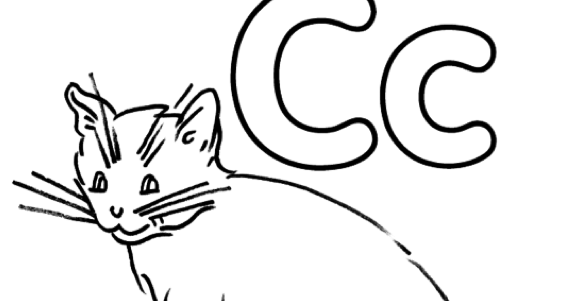 Crayon Palace: "C is for cat" alphabet coloring page