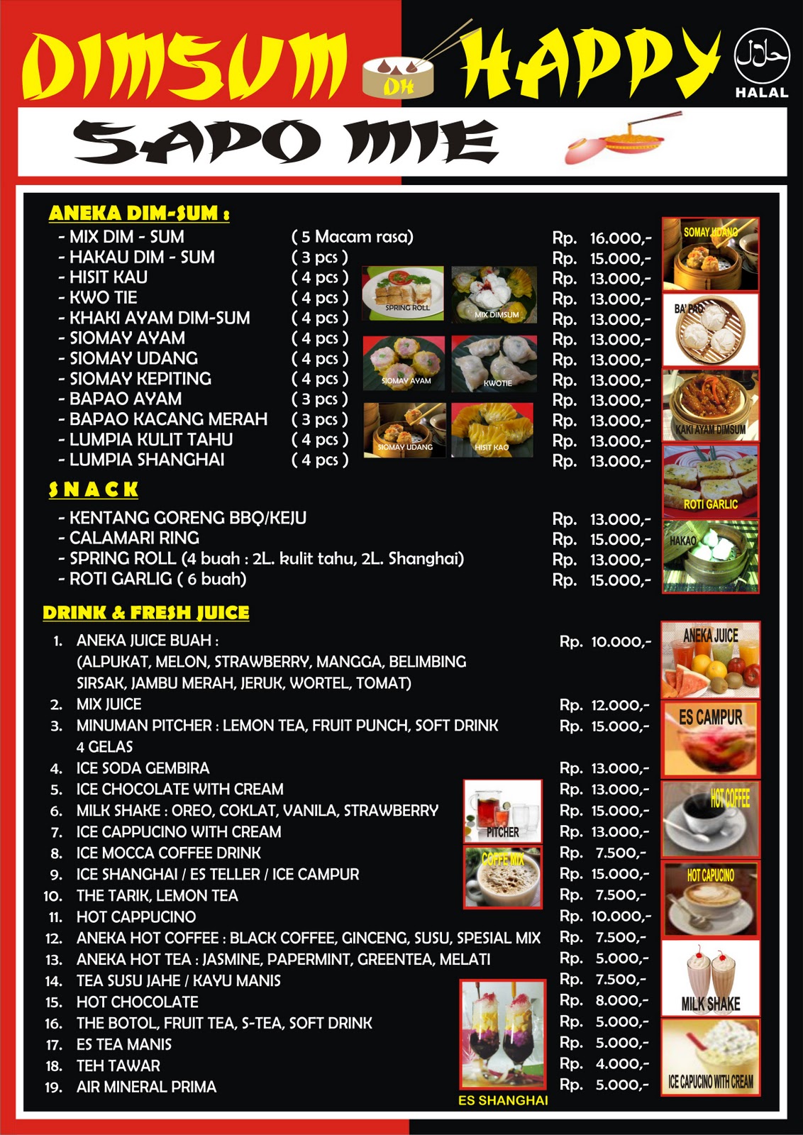 taman kuliner kalimalang: Menu