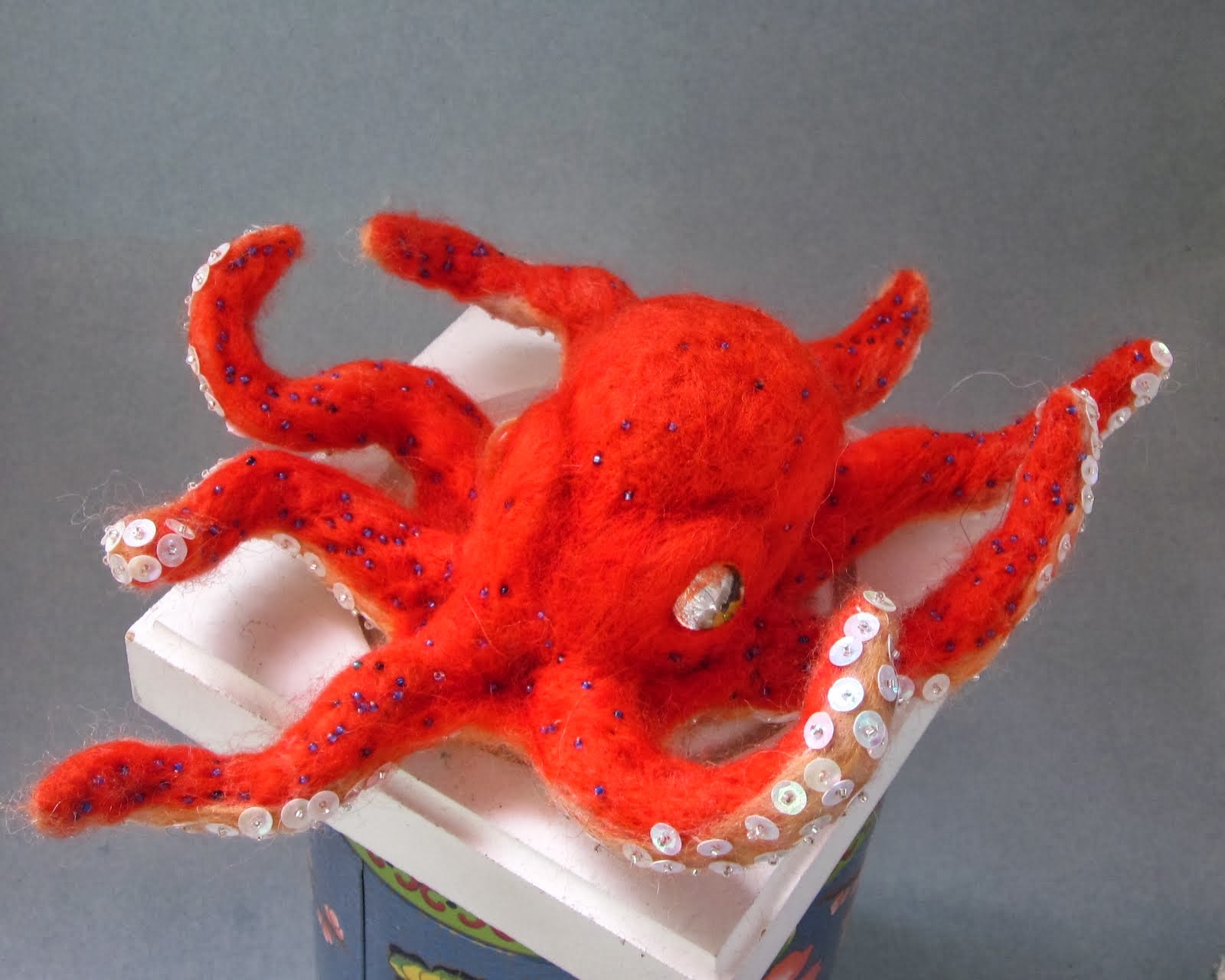 Needle Felted Art by Robin Joy Andreae: An Orange Octopus