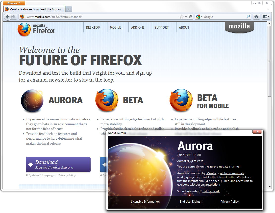 Download Firefox 8.0a2 Aurora - Cyber Security