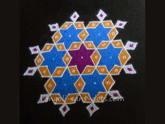 Rangoli - 11 dots designs with steps