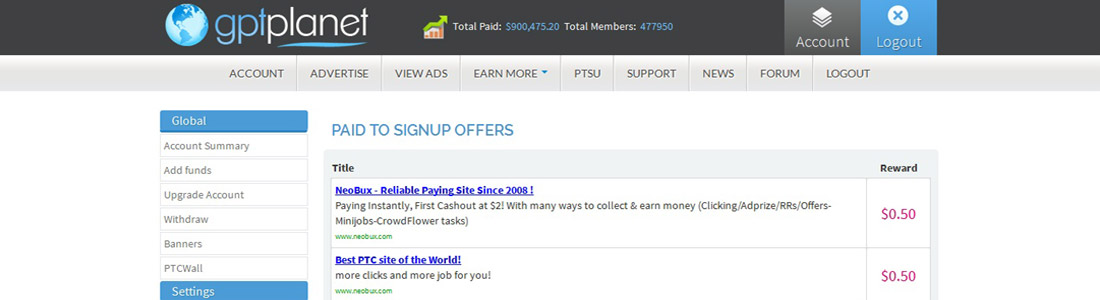 Rejeki Maya Rezeki Internet : Cara Mendapatkan Uang di GPTPlanet, PTC ...