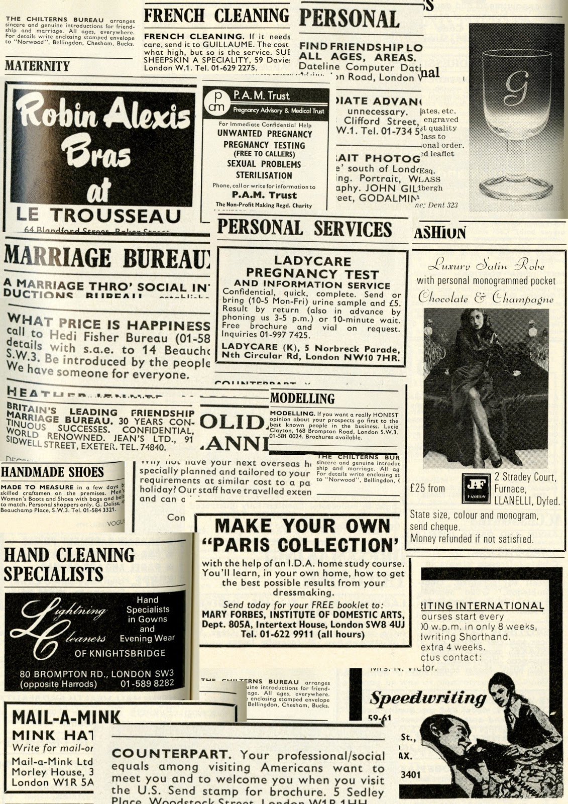stuff i done think and draw: Vintage Classified Ads from Vogue 1976