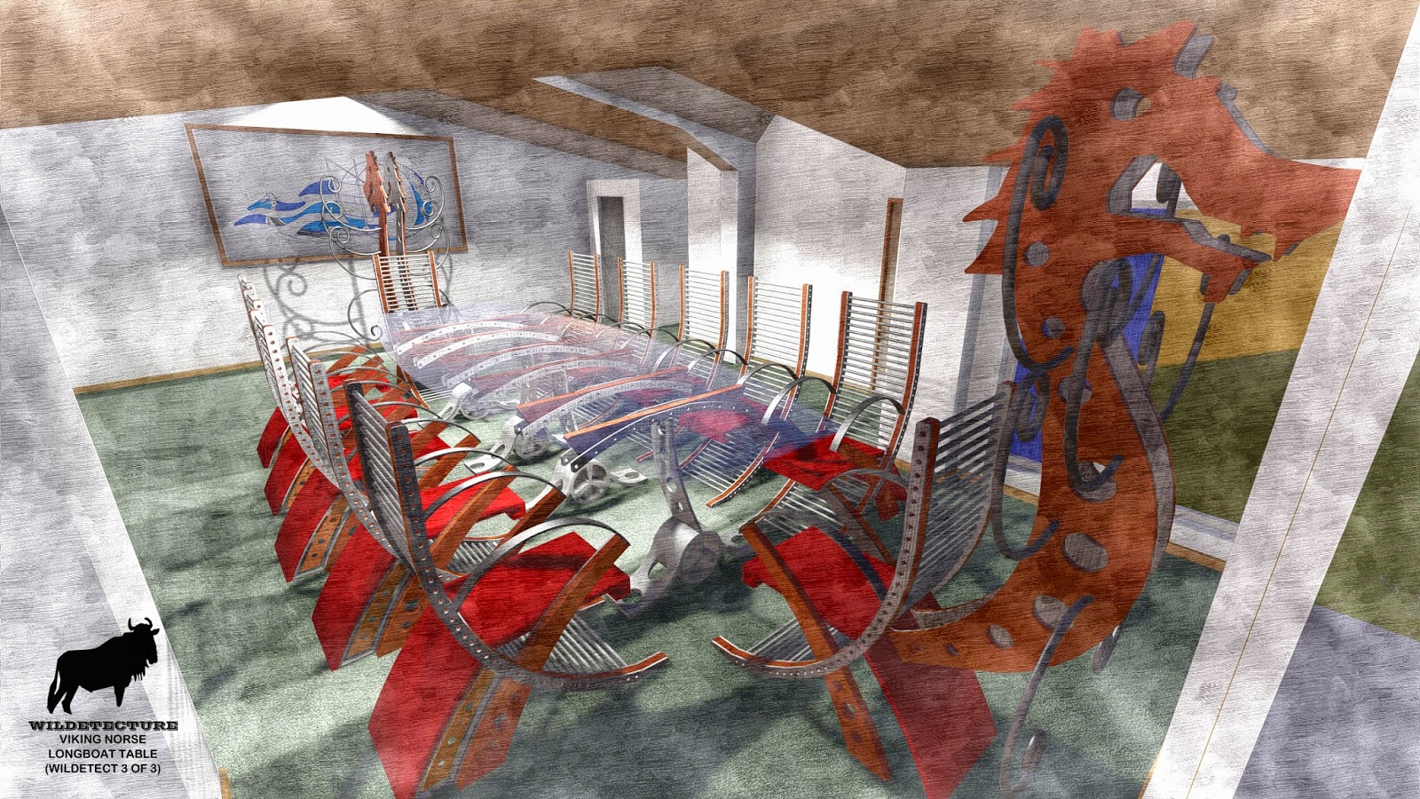 viking norse longboat feasting table