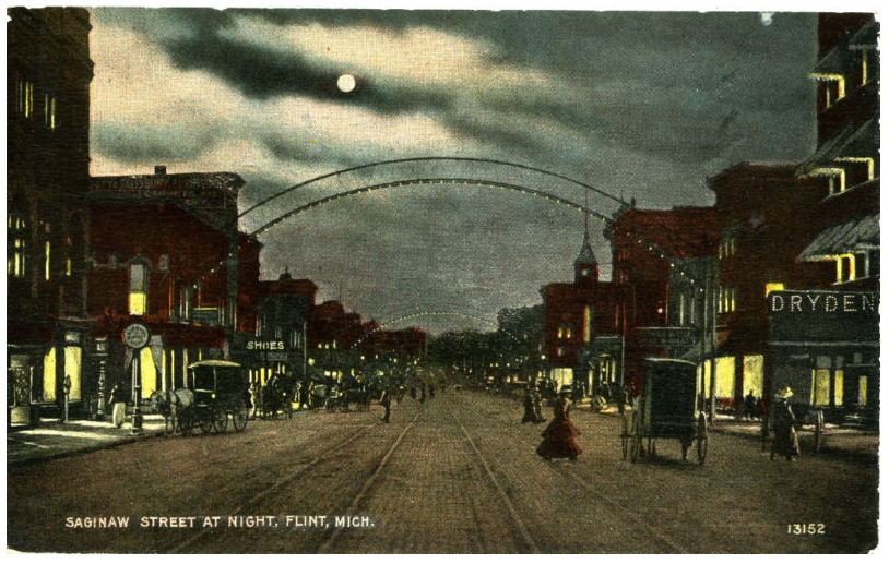 Flint Expatriates: Flint Postcards: Saginaw Street at Night