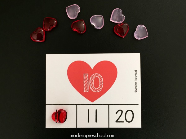 Heart Number Match Clip Cards