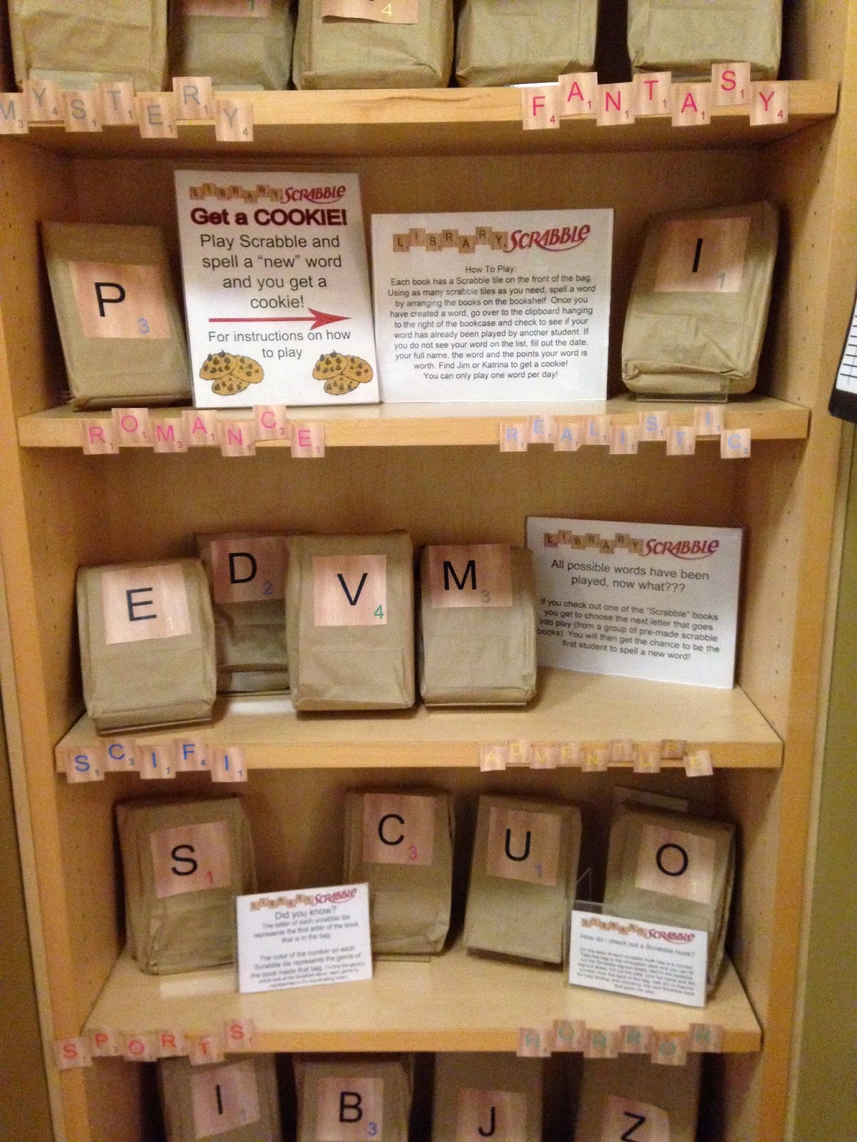 Librarian on Display: December: Library Scrabble Display