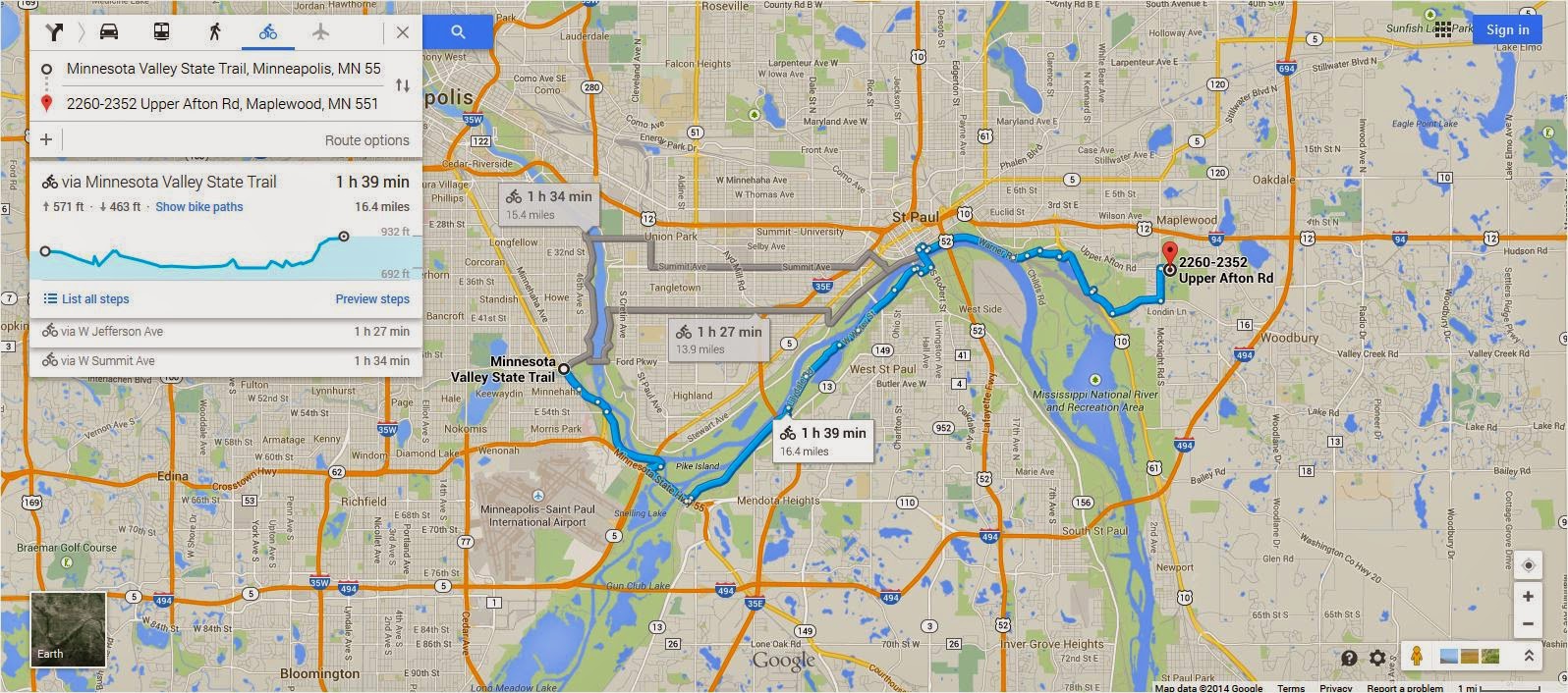 MN Bike Trail Navigator: Google Maps Adds Elevation Profiles For ...