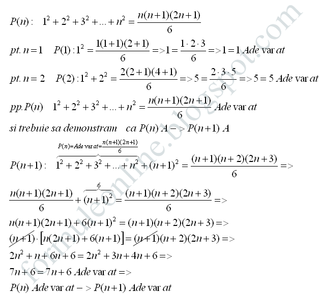 Inductie matematica exercitiu rezolvat 3 | formule online probleme si ...