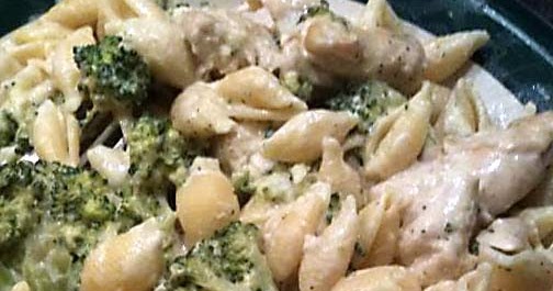 Chicken and Shell Pasta on Creamy Cheese Sauce Recipe