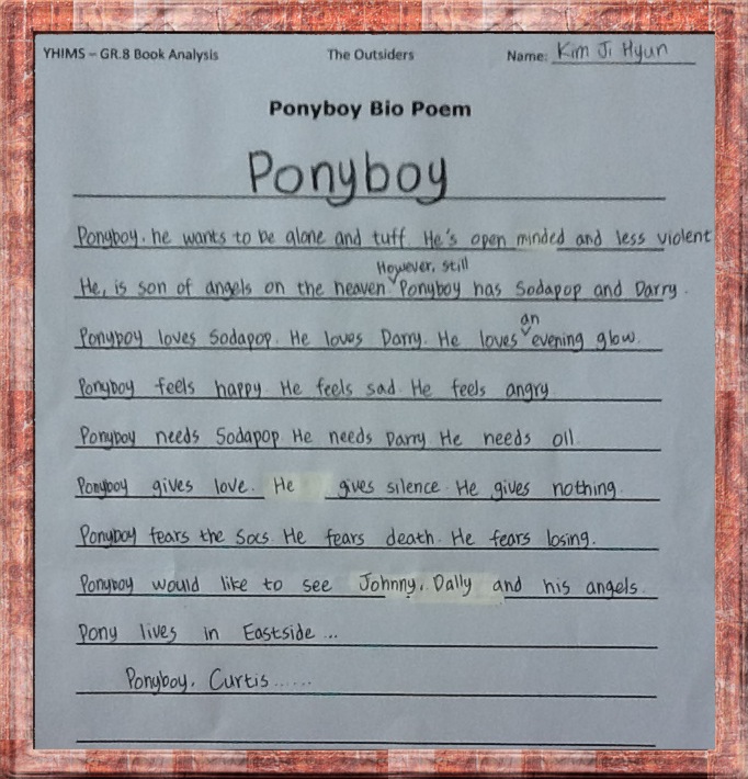 YHIMS - Book Analysis: The Outsiders: Thursday - August 9