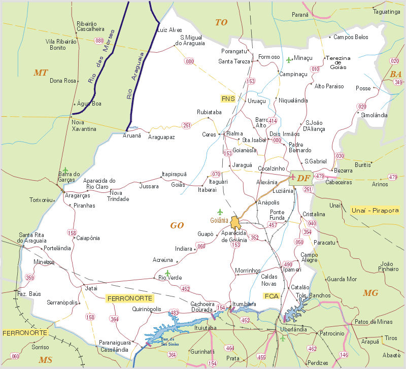 MAPA DE GOIÁS PARA IMPRIMIR | coisas pra ver