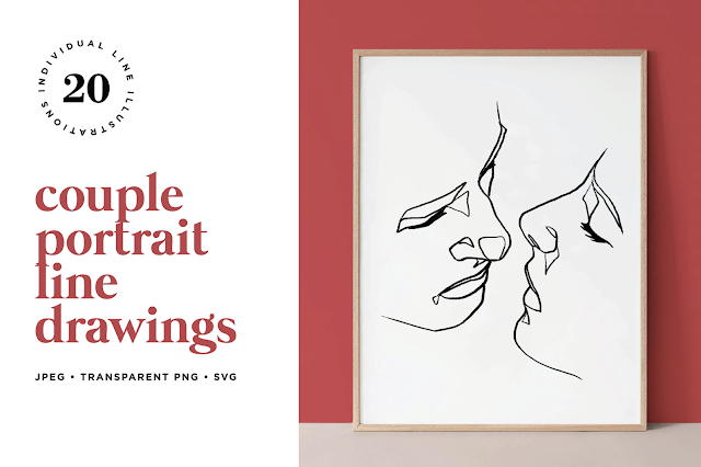 Abstract Couple Portrait Line Art - Free Vector Files | Free SVG for ...