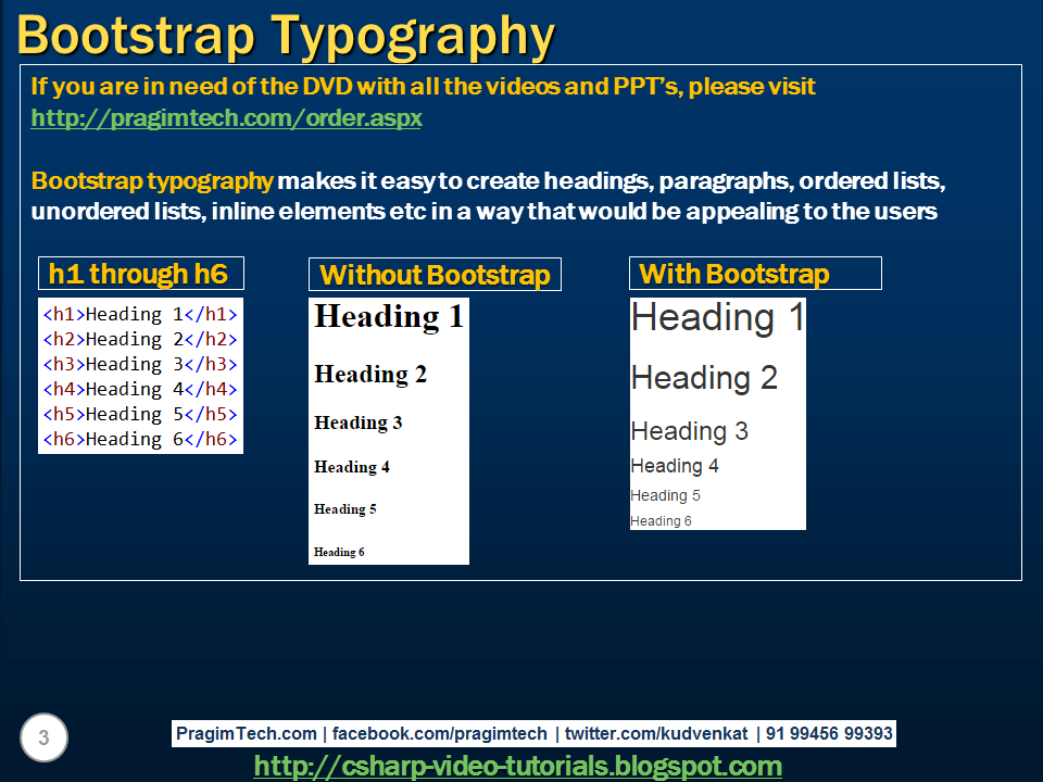 Sql server, .net and c# video tutorial: Bootstrap typography