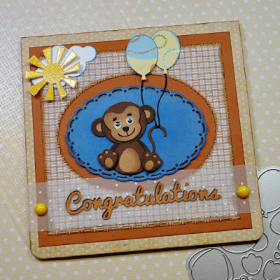 CottageCutz: Congratulations Card - Baby Monkey