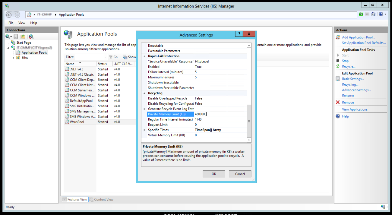 Wsus Iis Application Pool Stops Randomly