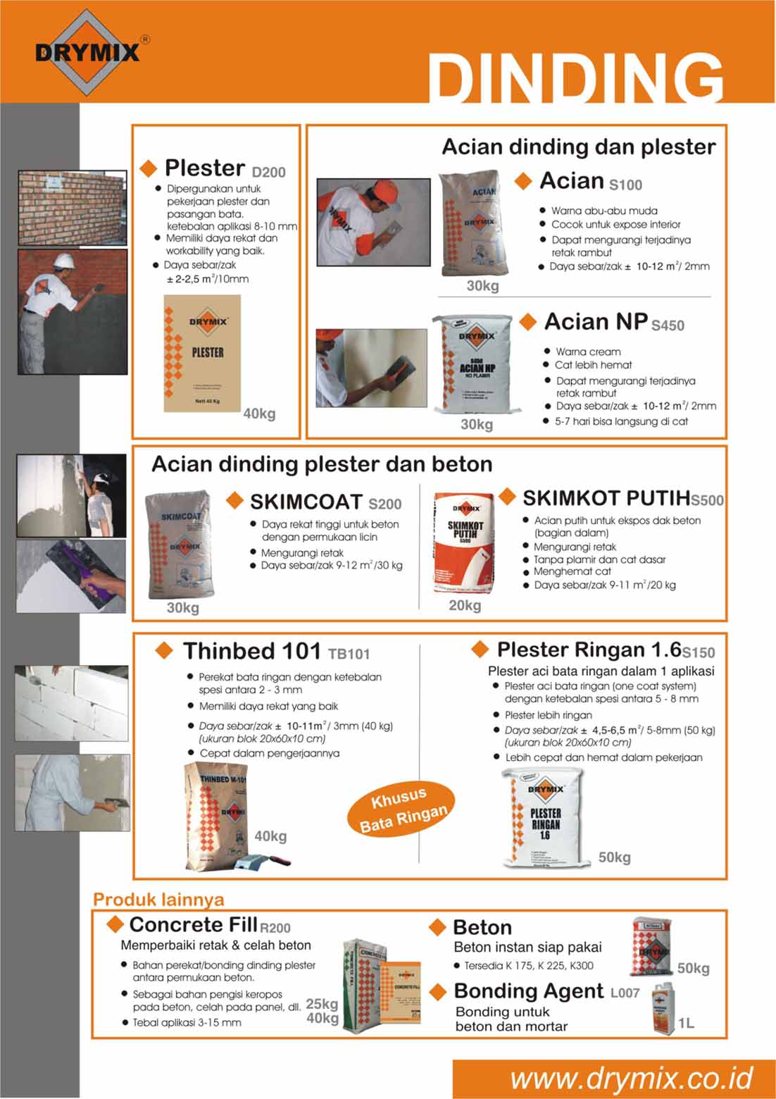 Mortar Instan DRYMIX Untuk Aplikasi Dinding Dan Lantai - Rumah Material