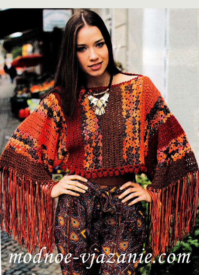 Ergahandmade: Crochet Poncho + Diagrams + Free Pattern ( in Russian)