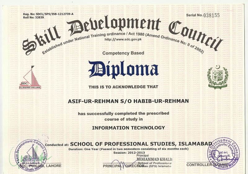 Diploma : pakland Institute