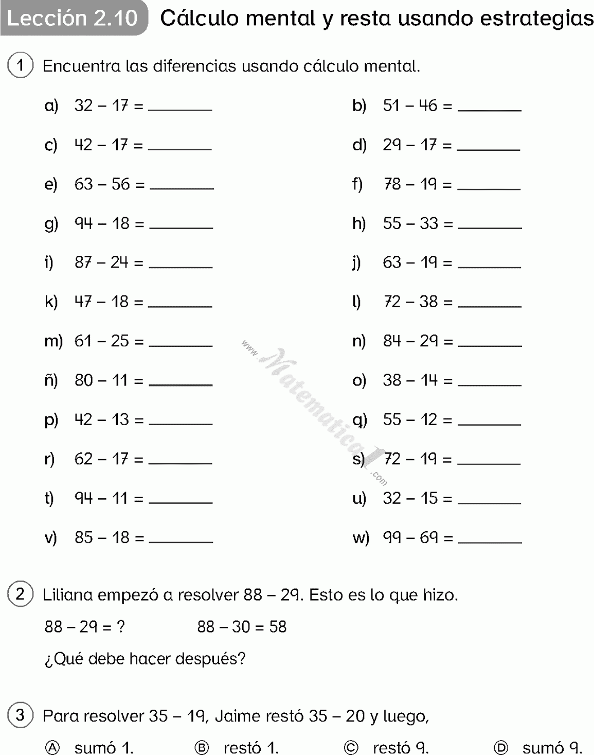 CALCULO MENTAL EJEMPLOS RESUELTOS DE MATEMATICA 3–TERCERO BASICO PDF