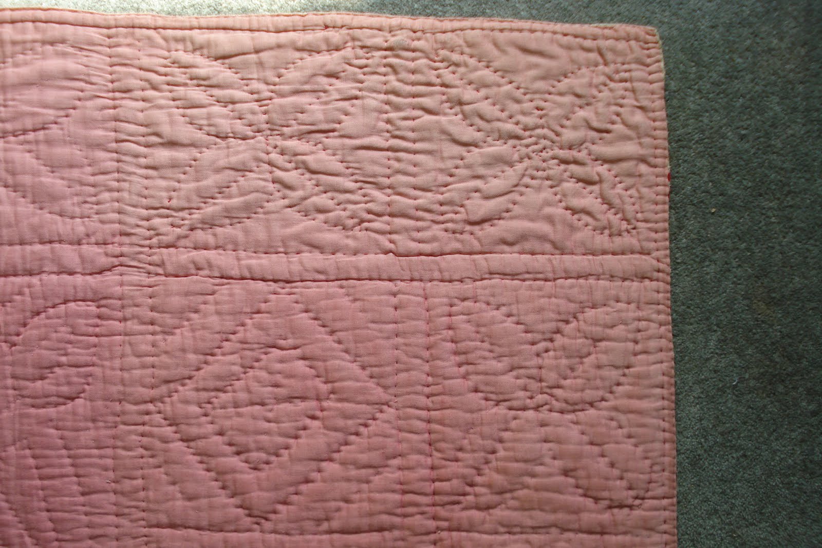 Welsh Quilts: Green Floral Welsh Wholecloth Quilt