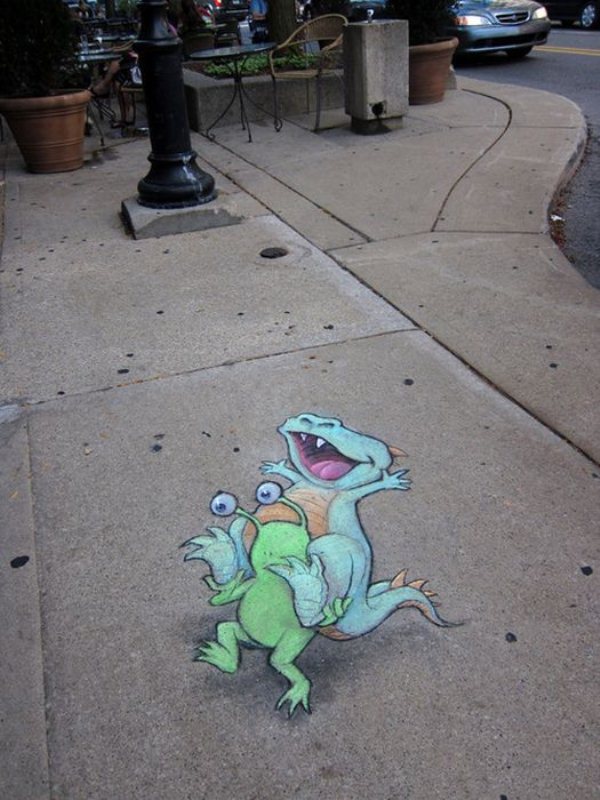 Cute Sluggo Chalk Art by David Zinn (30 pics) | Daily Fun Pics