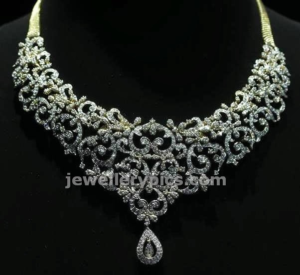 jewellery design pictures: Kalyan jewellers Latest diamond necklace ...
