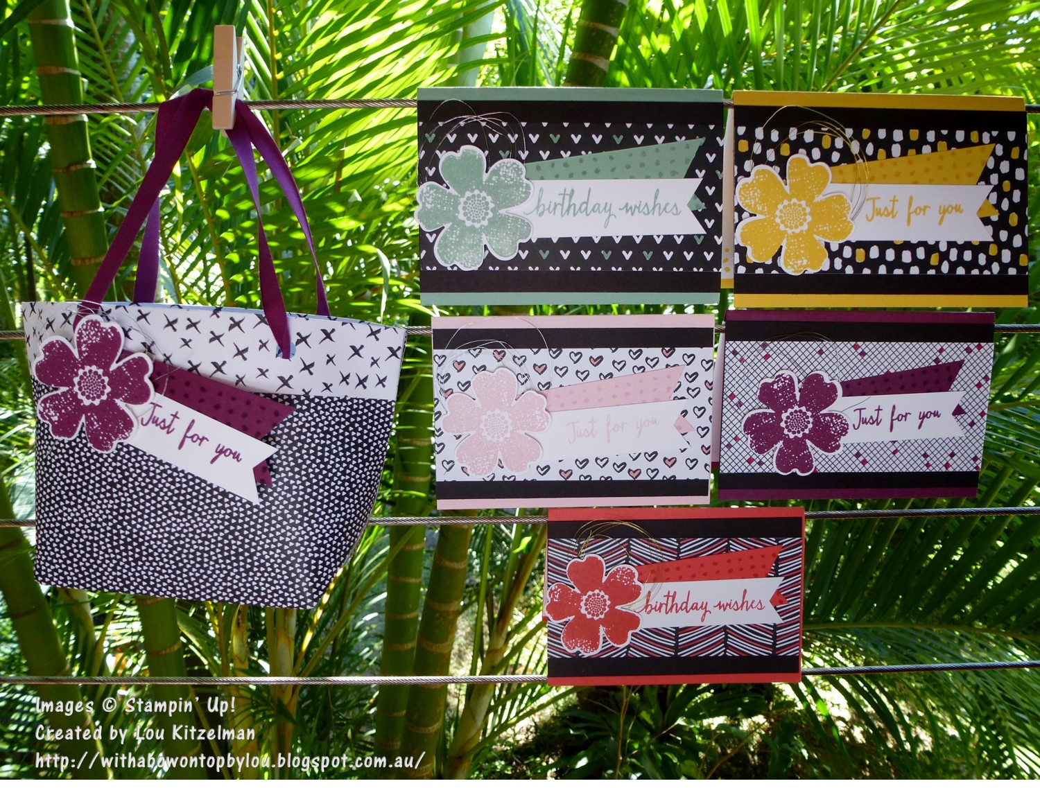 Tote bag and gift cards using the Gift Bag Punch Board