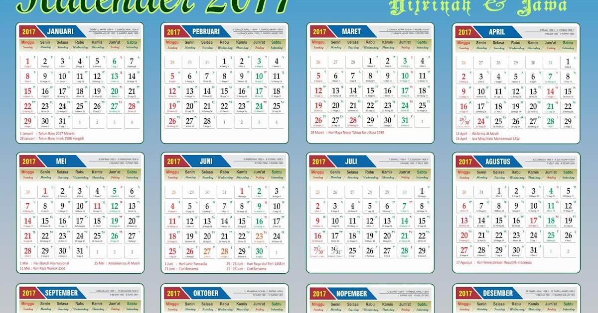 Kalender2017.pdf lengkap Hari Libur Nasional, Hijriah dan Jawa ...