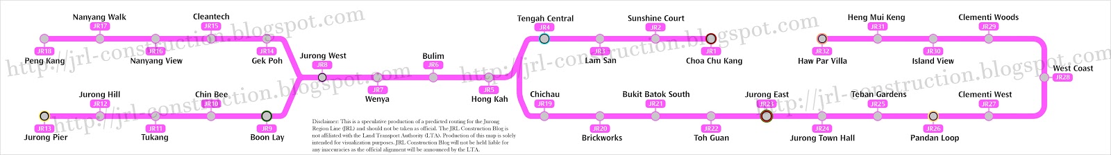 Jurong Region Line Construction: JRL alignment - Final prediction