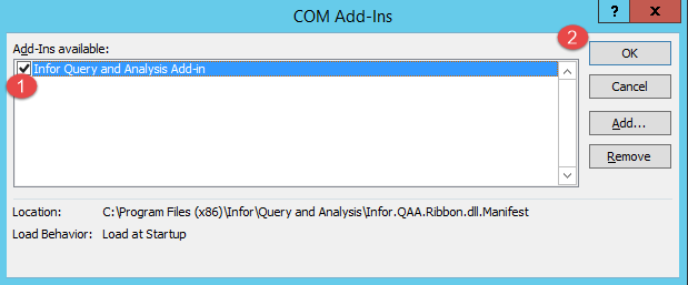 Free SunSystems Tutorial: How to Enabling the Infor Q&A or Add-Ins in Excel
