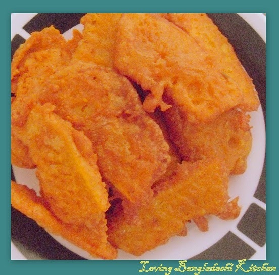 Loving Bangladeshi Kitchen(রান্নাঘর): Pumpkin fry with Besan coating