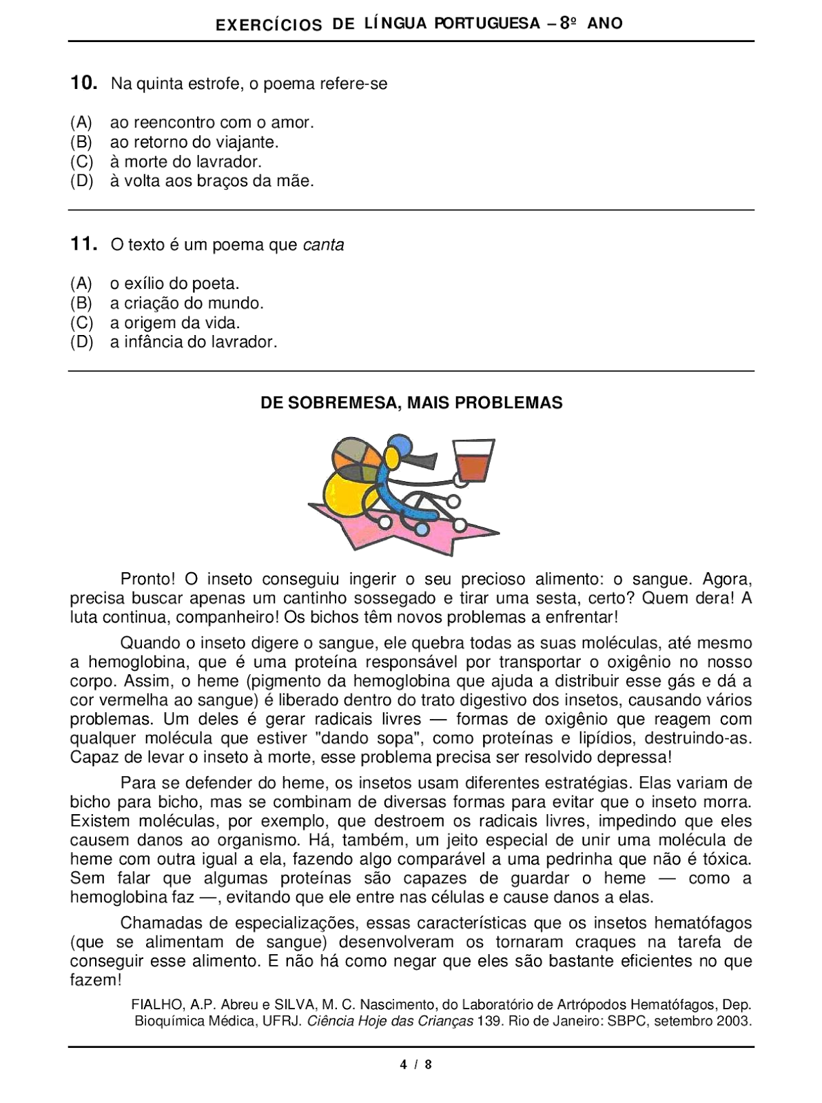 Textos De Portugues 8 Ano - NAZAEDU